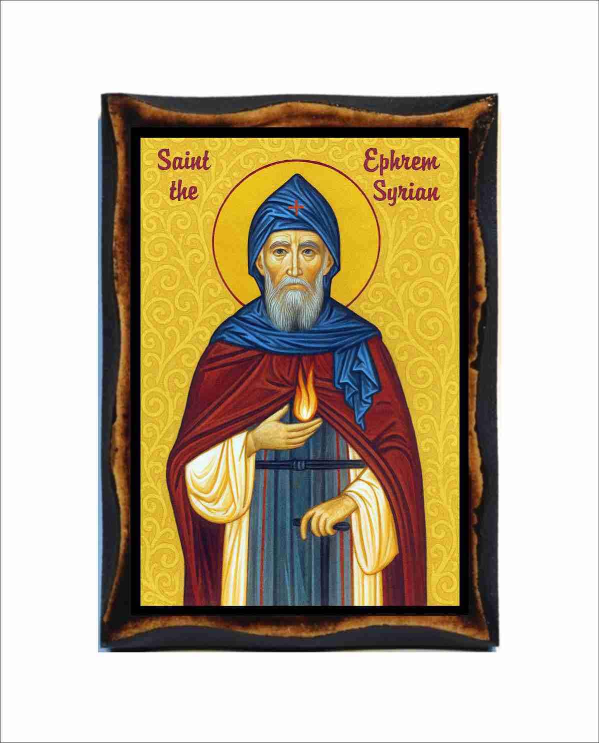 Saint Ephrem the Syrian - Byzantine Icon - Catholic Holy Card on ...
