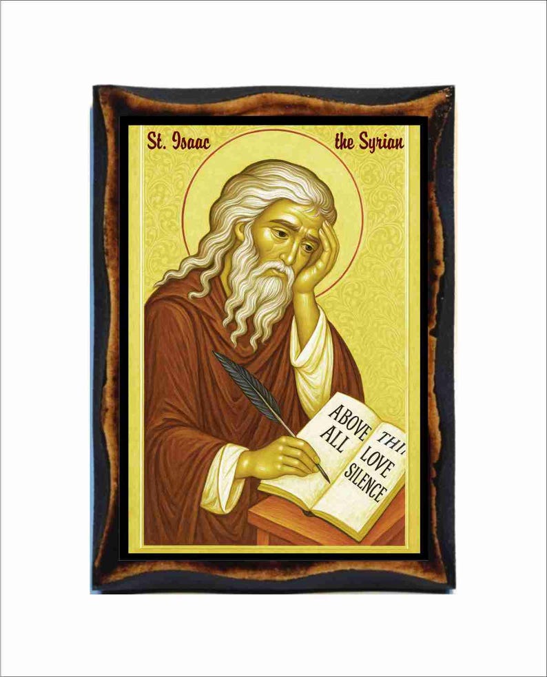 Saint Isaac the Syrian Byzantine Icon - Catholic Holy Card on Handmade ...