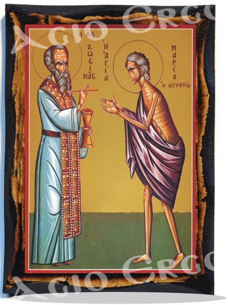 Saint Mary of Egypt With Saint Zosimas of Palestine Greek - Etsy