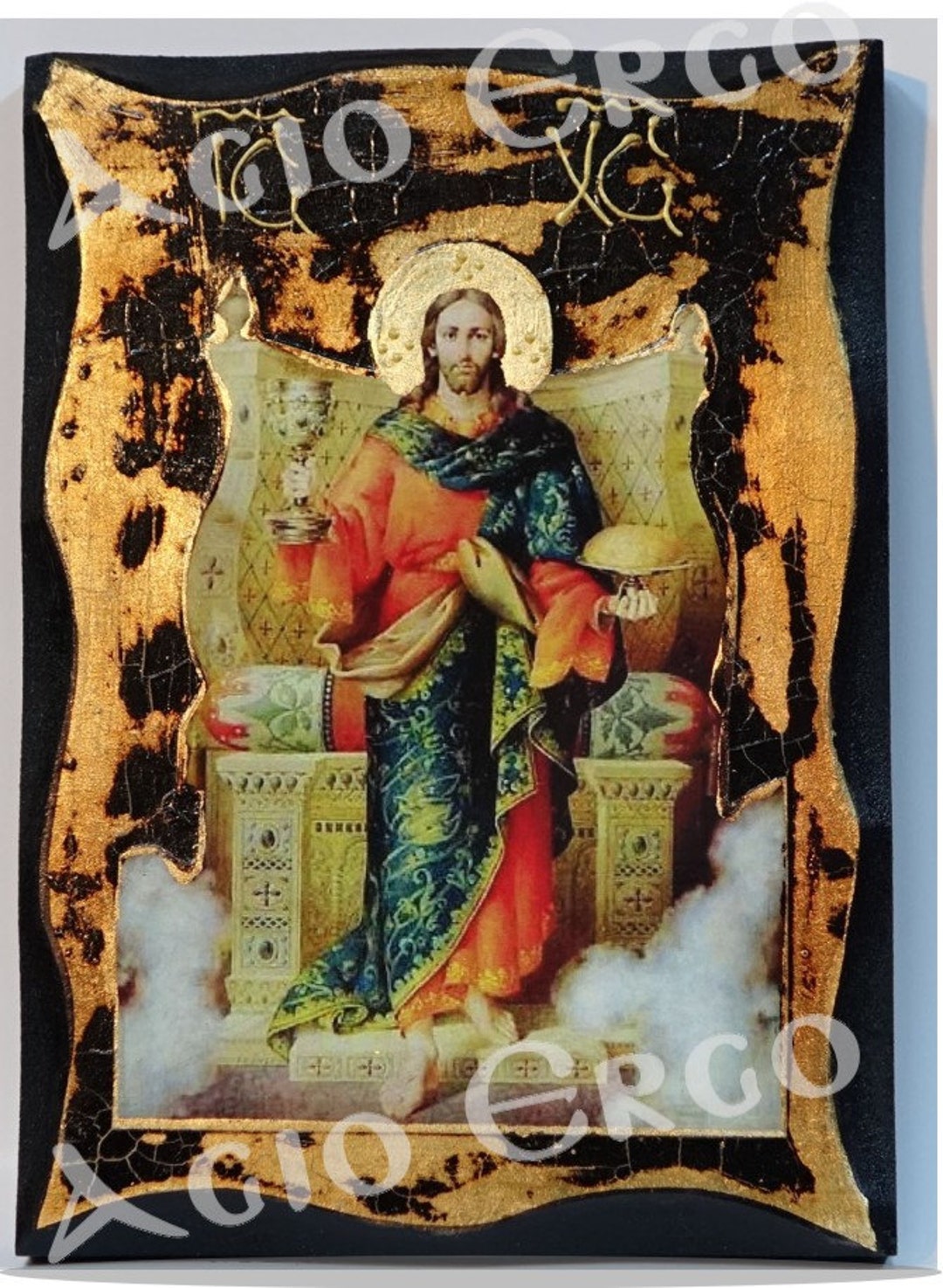 Jesus Christ Enthroned Greek Orthodox Russian Mount Athos Byzantine ...