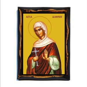 Saint Dymphna Icon - Catholic Art - Catholic Holy Card on Handmade Wood ...