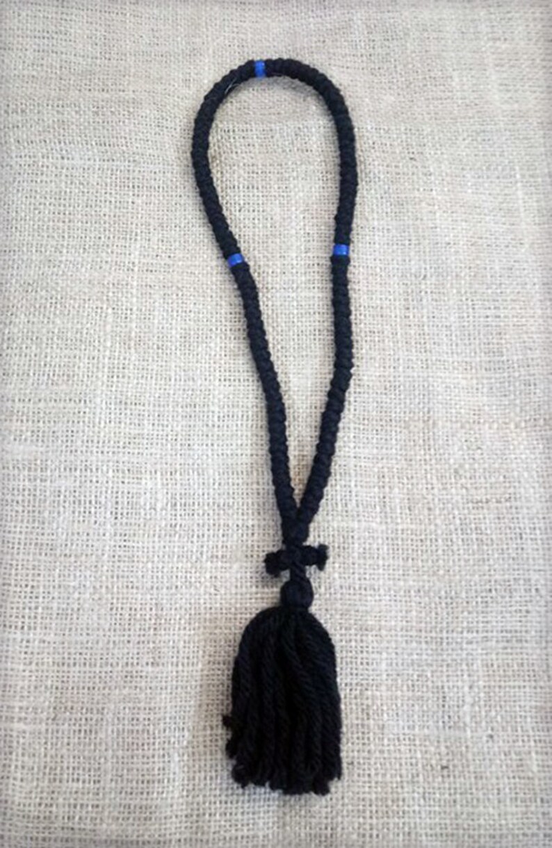 Prayer Rope 100 Knots Wool Blue Bead With Holy Anointing Oil | Etsy