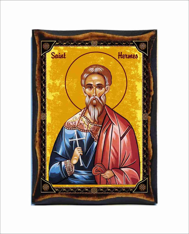 Saint Hermes Icon - Byzantine Art - Orthodox Holy Card on Handmade Wood ...