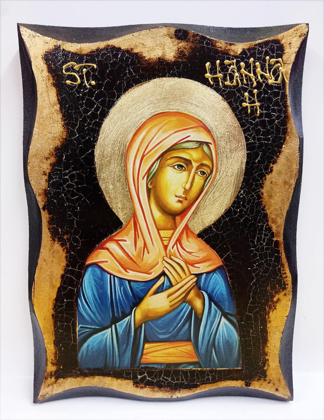 Saint Hannah Handmade Wood Icon on Plaque With Physical Aging and ...