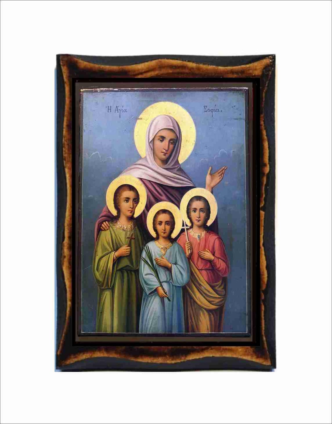 Saint Sophia and Holy Martyrs Icon - Byzantine Art - Holy Card on ...