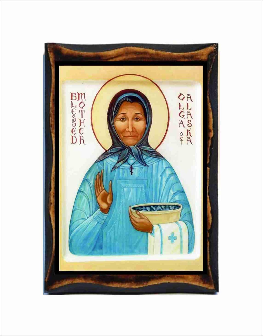 Olga of Alaska Icon - Byzantine Art - Orthodox Holy Card on Handmade ...