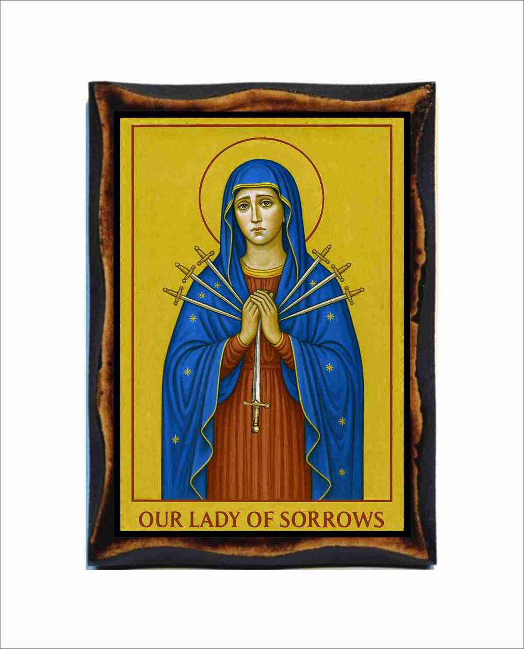 Our Lady of Sorrows Icon - Byzantine Art - Catholic Holy Card on ...
