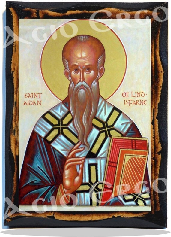 Saint Aidan of Lindisfarne Catholic Christian Icon on Wood | Etsy