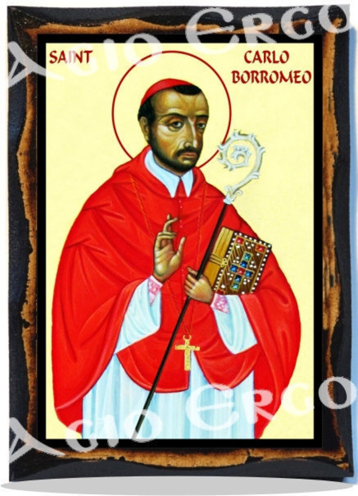Saint Charles Borromeo Catholic Icon on Wood - Etsy