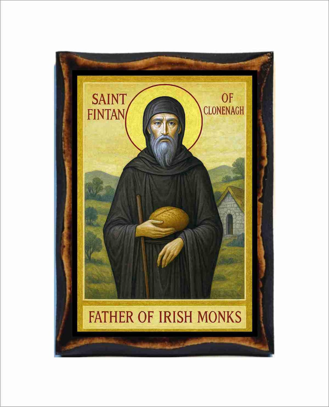 Fintan of Clonenagh - Byzantine Art - Catholic Holy Card on Handmade ...