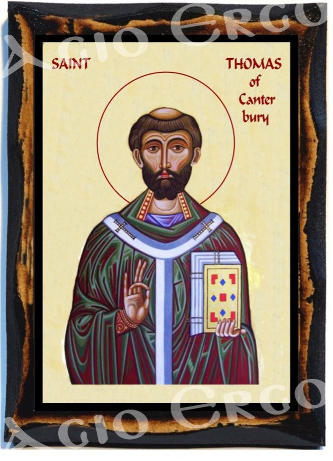 Saint Thomas of Canterbury Christian Catholic Icon on Wood - Etsy