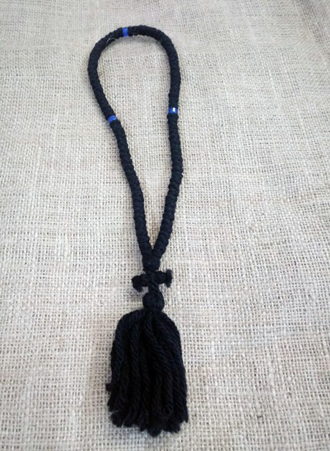 Prayer Rope 100 Knots Wool Blue Bead With Holy Anointing Oil - Etsy