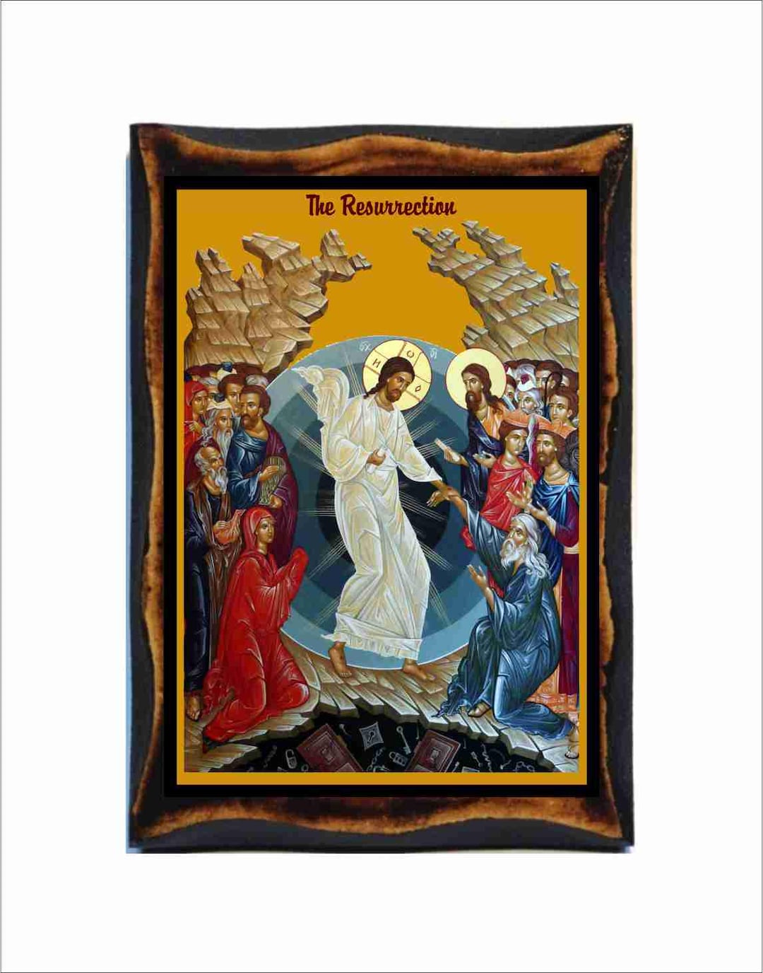 Resurrection of Jesus Icon - Byzantine Art - Catholic Holy Card on ...