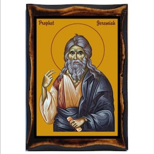 Prophet Jeremiah Byzantine Icon - Catholic Holy Card on Handmade Wood ...