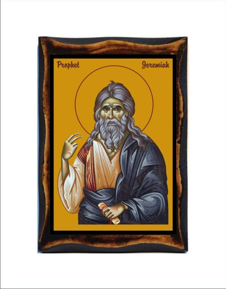 Prophet Jeremiah Byzantine Icon - Catholic Holy Card on Handmade Wood ...