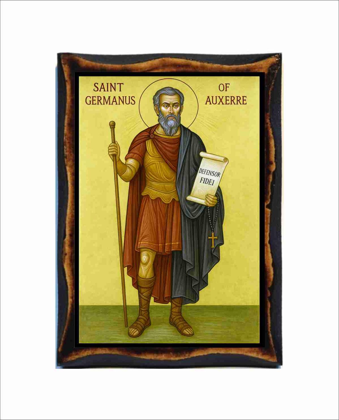 Saint Germanus Icon - Catholic Holy Card on Handmade Wood Plaque - Etsy