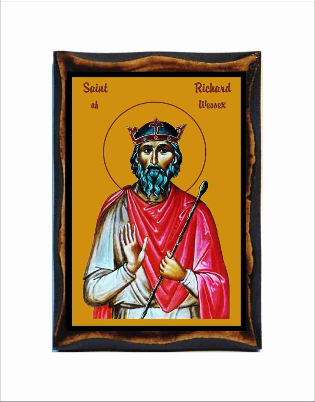 Saint Richard the Pilgrim Icon - Catholic Holy Card on Handmade Wood ...