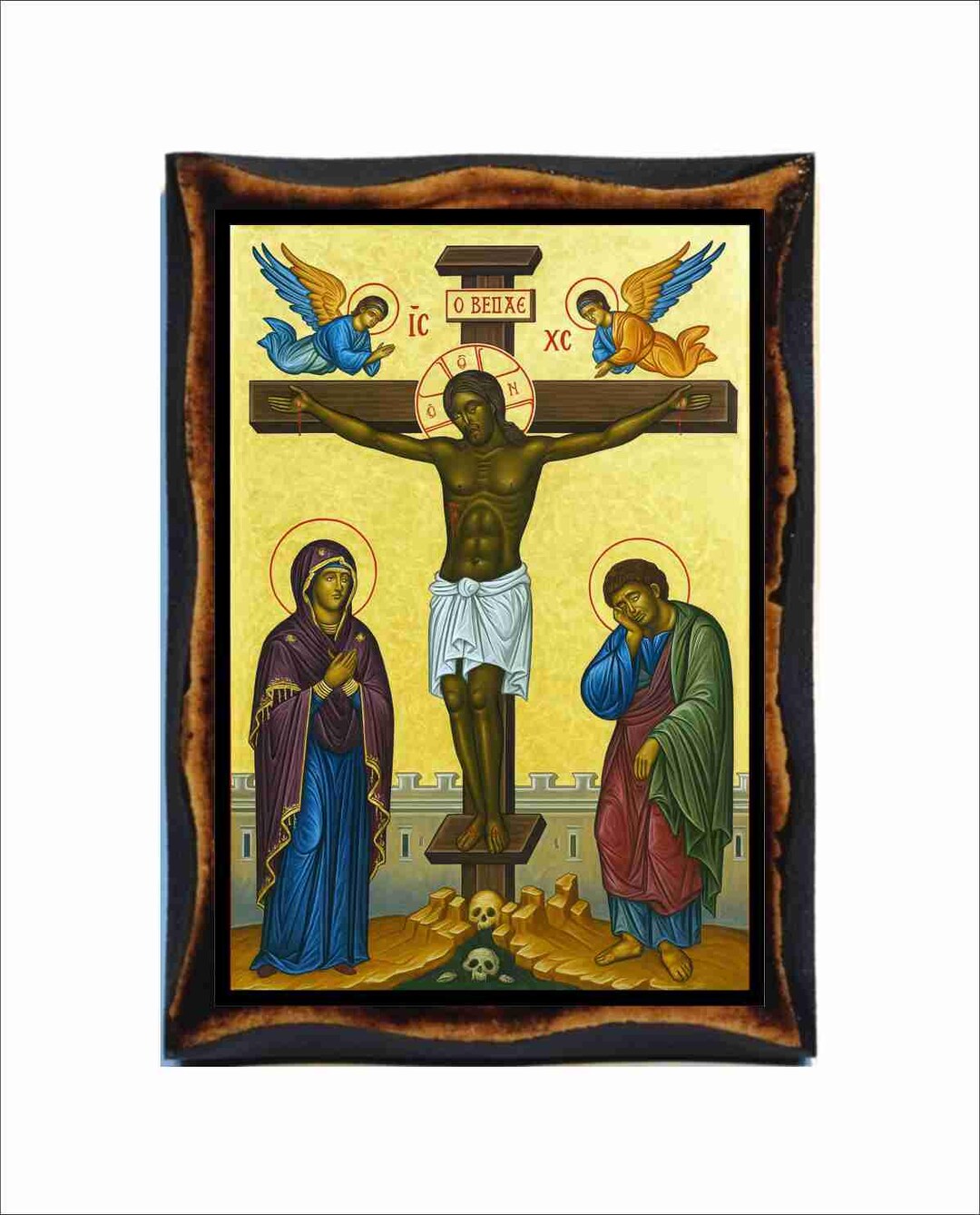Cristos Negros O a Cross Icon - Byzantine Art - Holy Card on Handmade ...