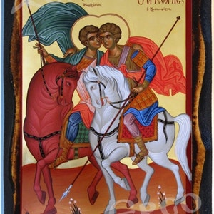 The Saint George and Saint Demetrius Ridding Horses Greek Orthodox ...