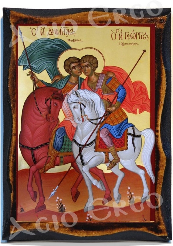 The Saint George and Saint Demetrius Ridding Horses Greek | Etsy