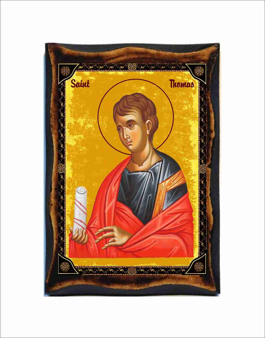 Thomas the Apostle - Byzantine Icon - Catholic Holy Card on Handmade ...