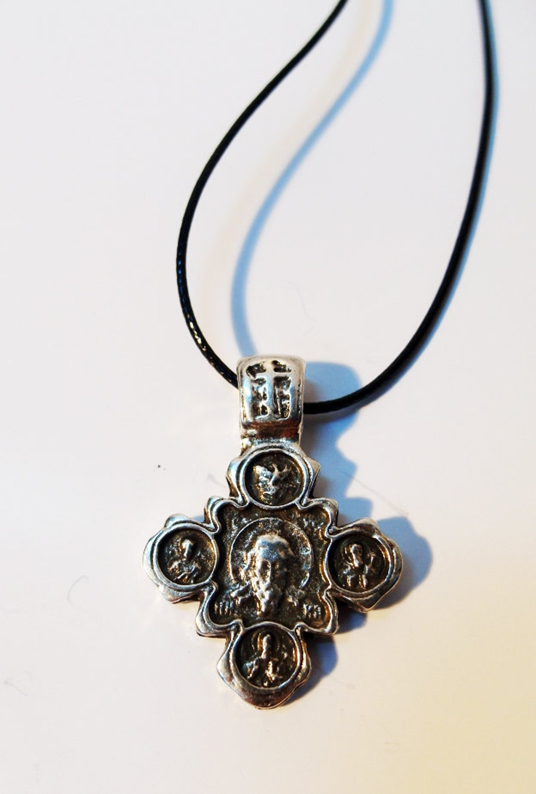 Double Sided Old Sterling Silver Cross Jesus Christ Crucifix Necklace ...