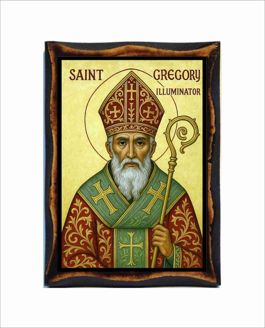 Saint Gregory the Illuminator Icon - Byzantine Art - Catholic Holy Card ...