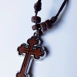 Wooden Neck Cross With Leather Chain-with Holy Anointing Oil Mens ...