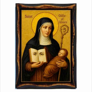 Saint Odile of Alsace - Byzantine Art - Catholic Holy Card on Handmade ...
