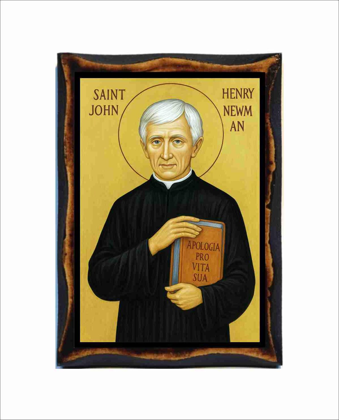 Saint John Henry Newman Icon - Catholic Holy Card on Handmade Wood ...