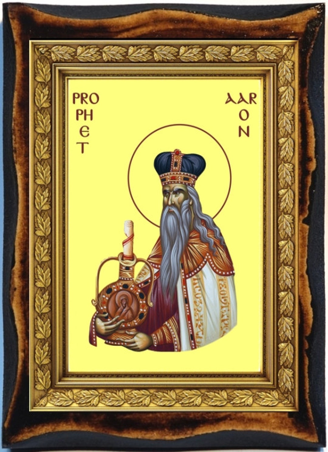 Aaron Prophet the Brother of Moses Handmade Wood Icon on Plaque - Etsy