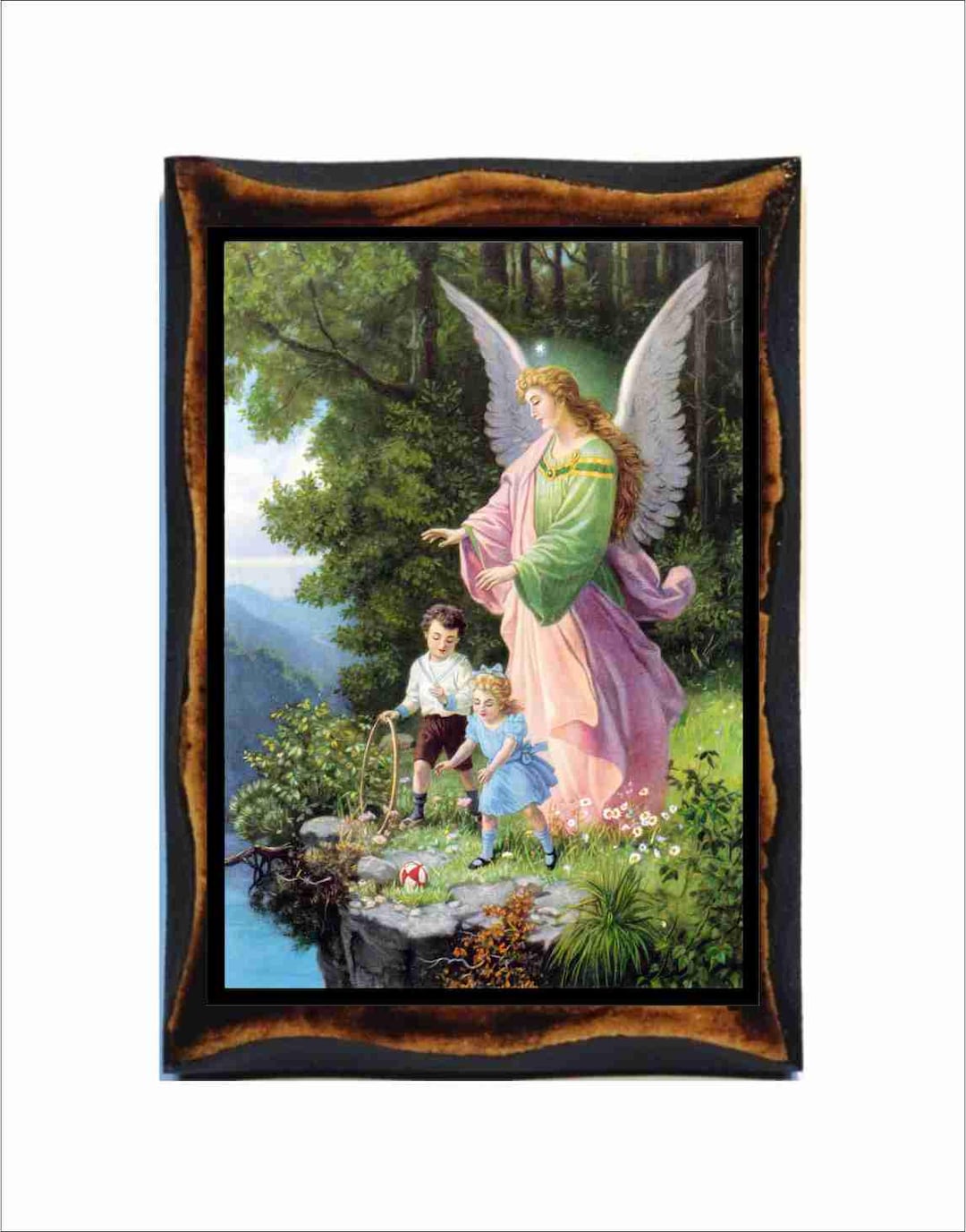 Guardian Angel Watching Over Children - Byzantine Art - Catholic Holy ...