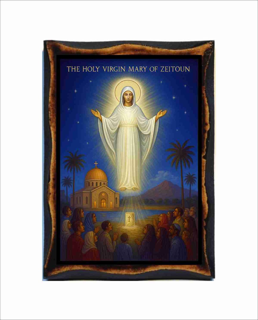 Our Lady of Zeitoun Icon - Byzantine Art - Holy Card on Handmade Wood ...