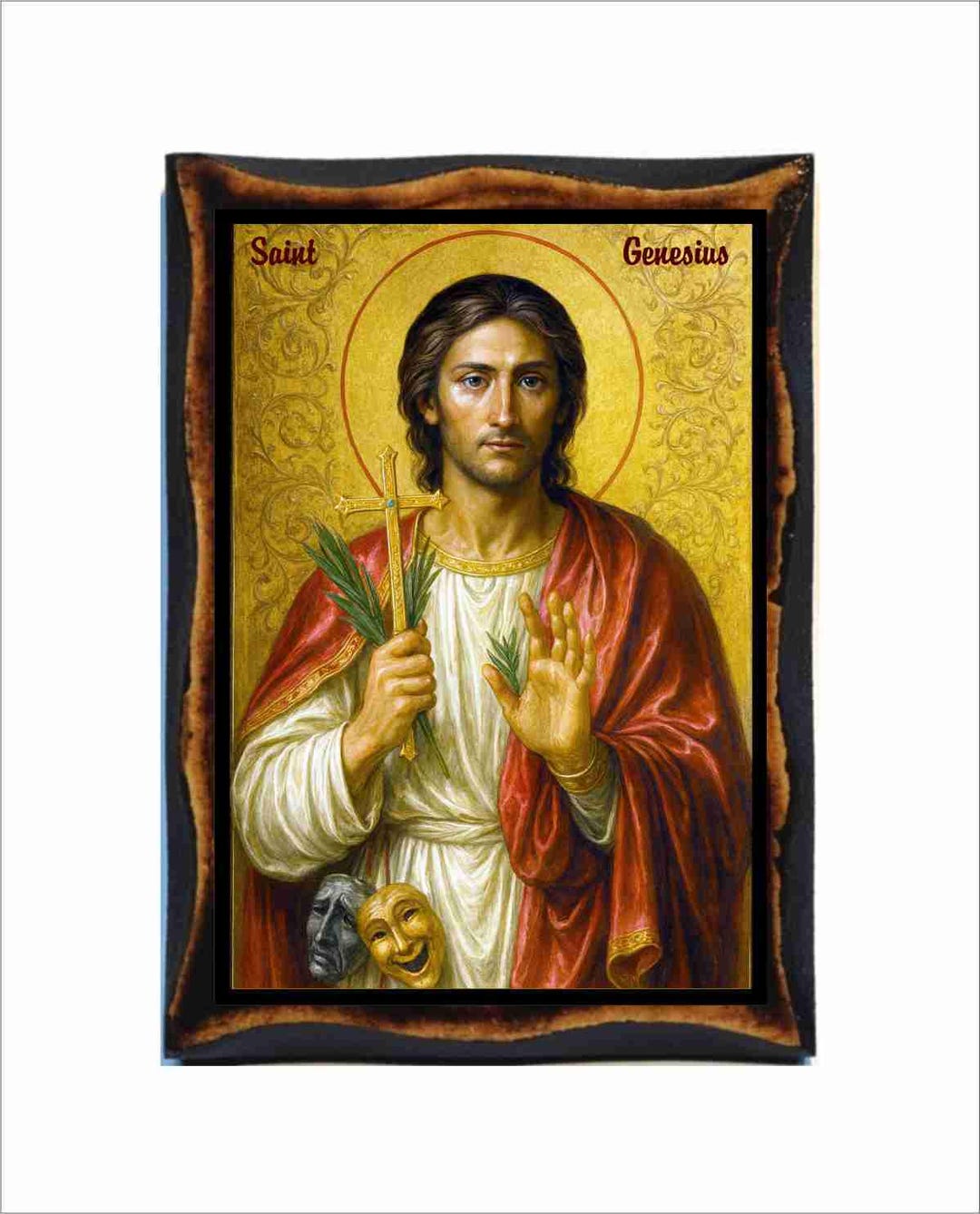 Genesius of Rome Icon - Byzantine Art - Catholic Holy Card on Handmade ...