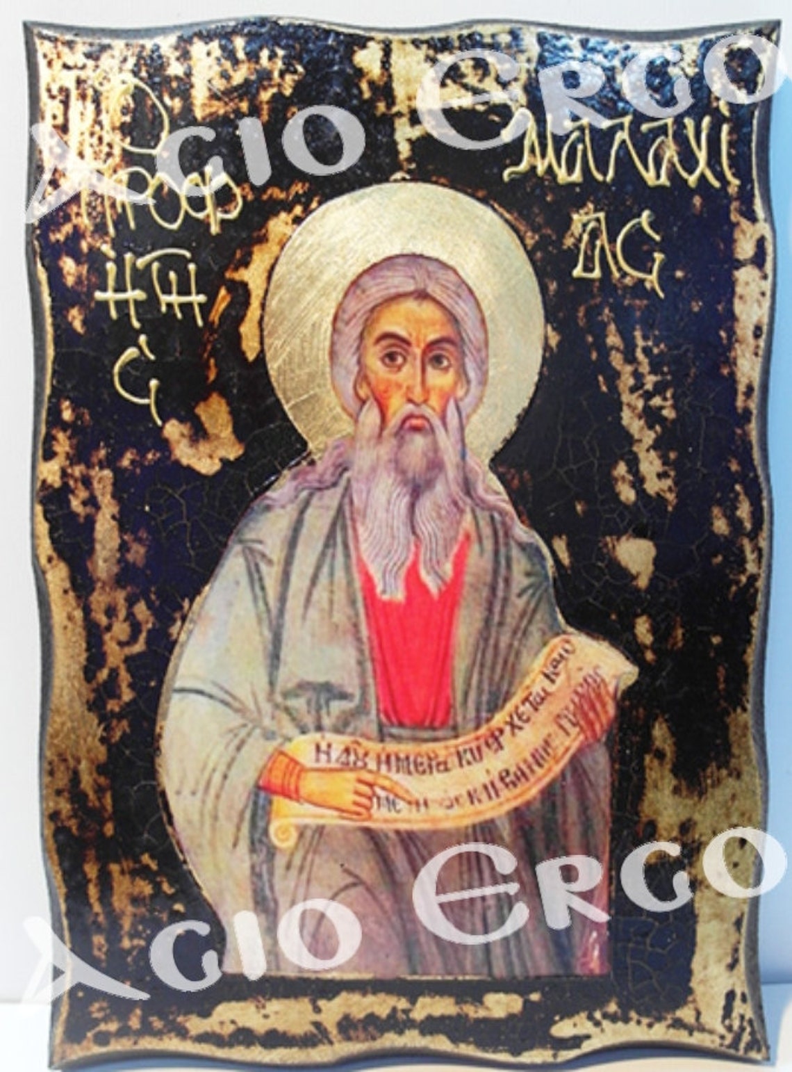 Prophet Malachi Handmade Wood Icon on Plaque With Physical - Etsy