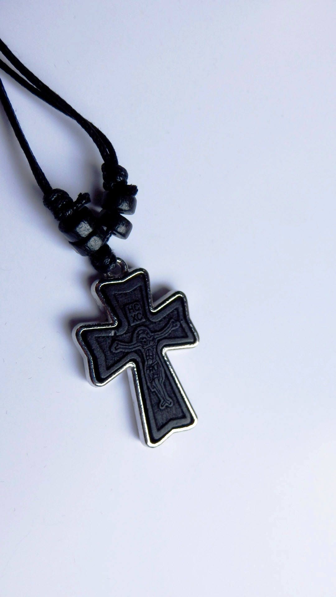 Wooden Neck Cross With Leather Chain-with Holy Anointing Oil Mens ...