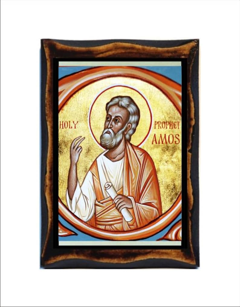 Prophet Amos Icon - Byzantine Art - Orthodox Catholic Holy Card on ...