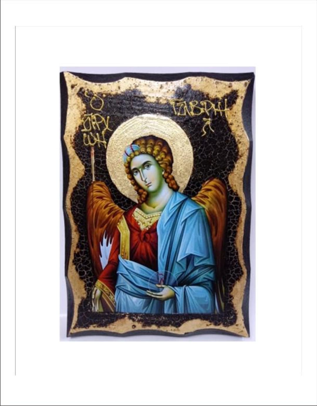 Handmade Archangel Gabriel Wood Icon With 24K Golden Leaf - Etsy