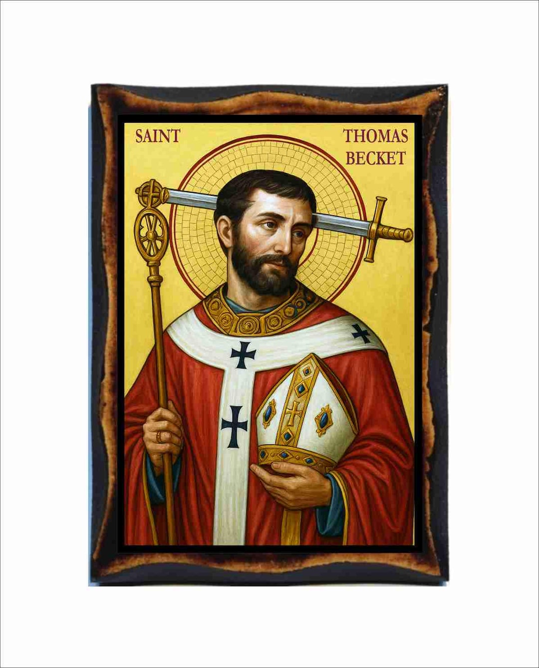 Saint Thomas Becket Icon - Byzantine Art - Catholic Holy Card on ...