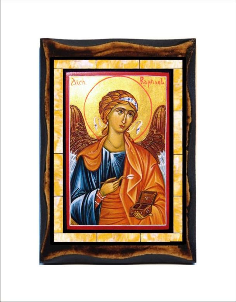 Archangel Raphael Icon - Byzantine Art - Orthodox Catholic Holy Card on ...