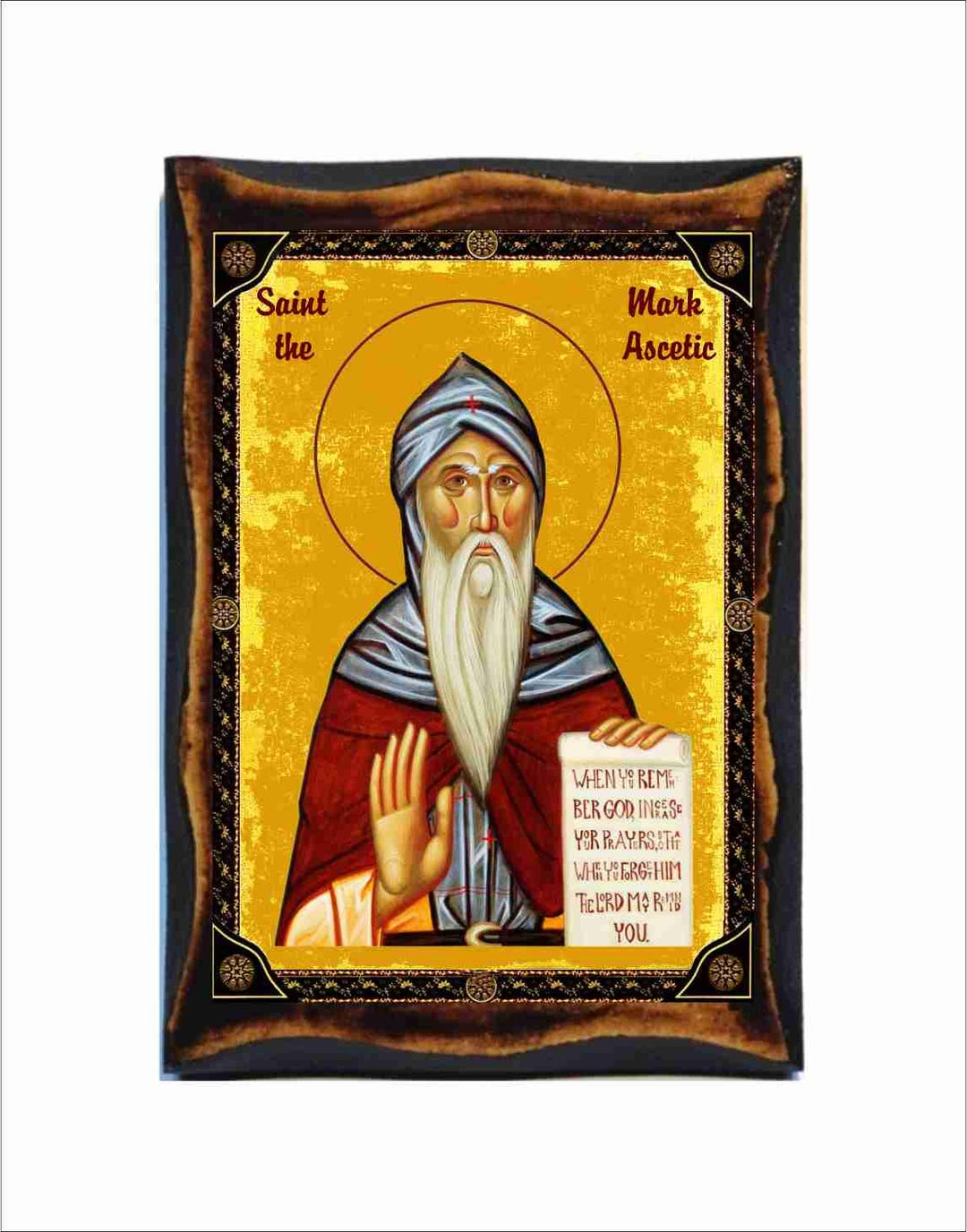 Saint Mark the Ascetic Byzantine Icon - Catholic Holy Card on Handmade ...