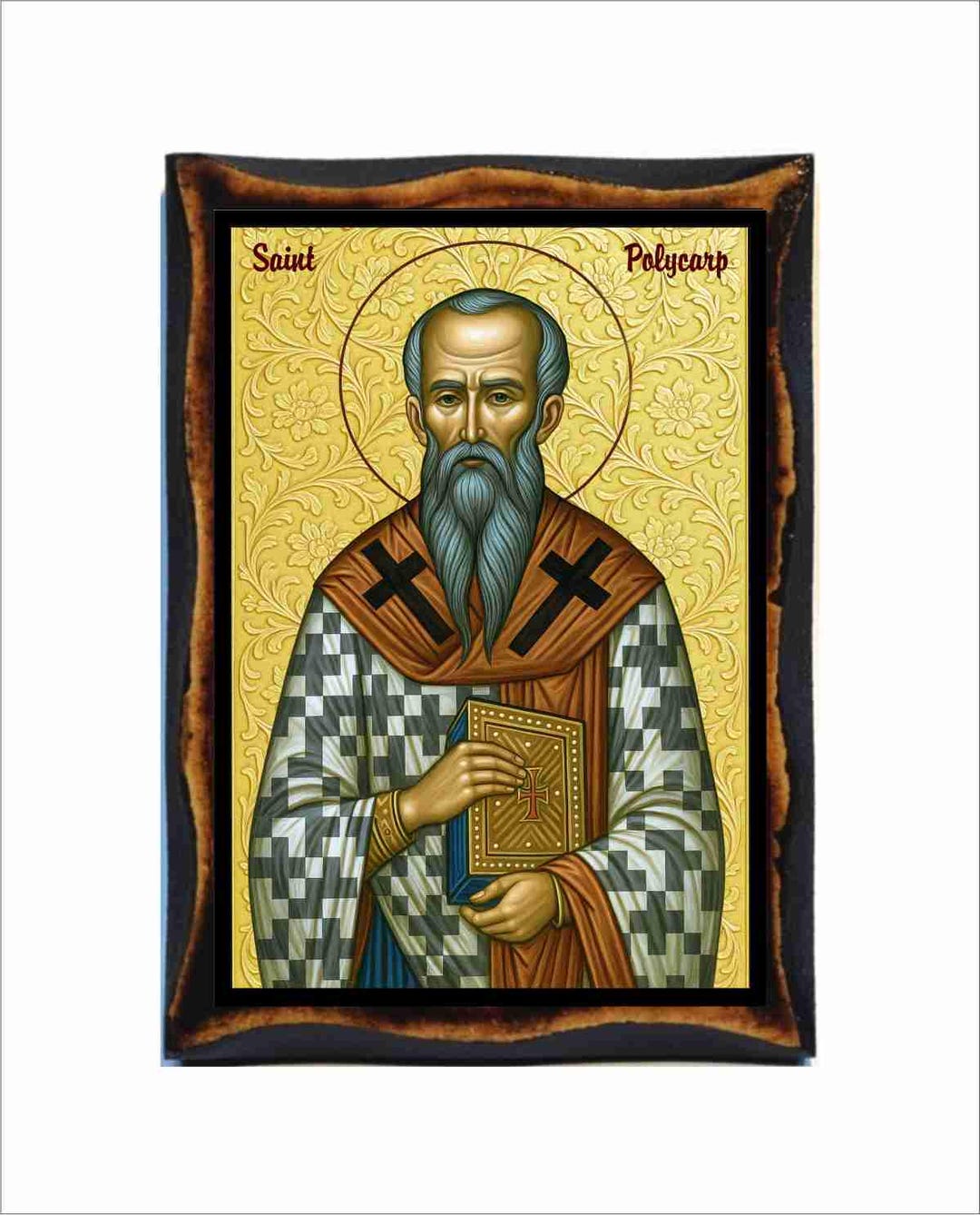Saint Polycarp Icon - Byzantine Art - Orthodox Catholic Holy Card on ...