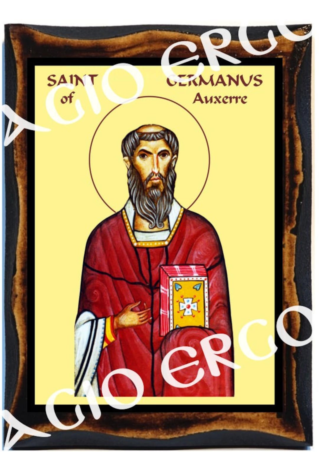 Saint Germanus of Auxerre Bishop Roman Catholic Christian Wood Icon ...