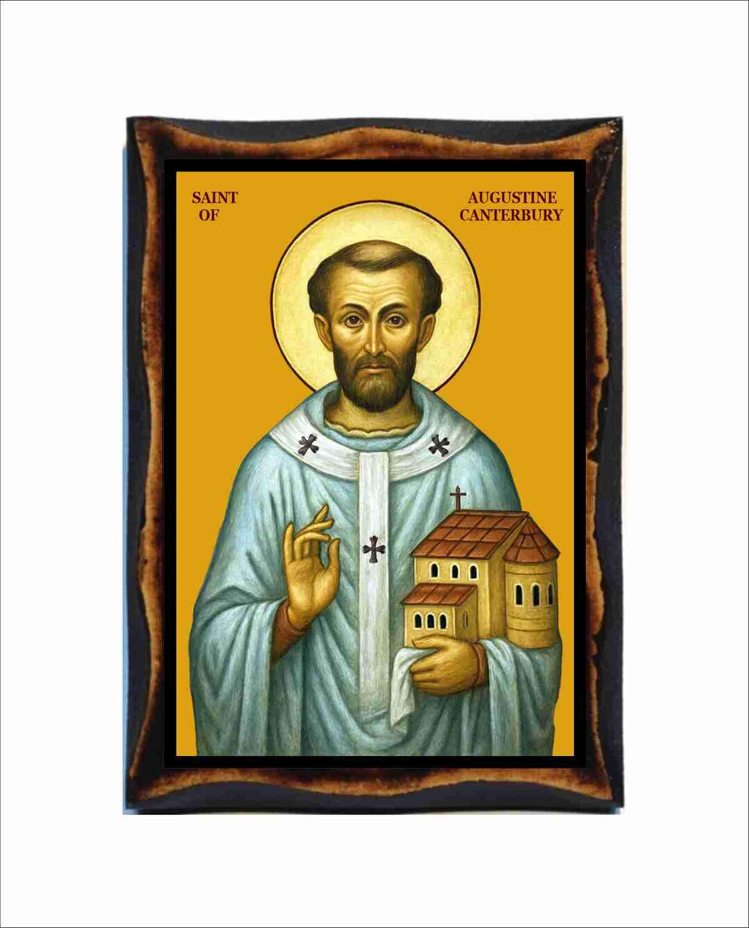 Augustine of Canterbury Icon - Byzantine Art - Catholic Holy Card on ...