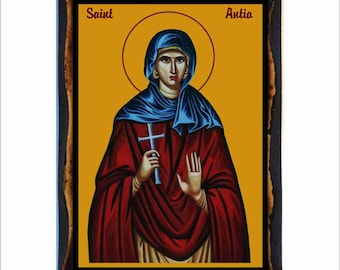 Saint Anthia - Holy Card - Handmade Wood Plaque - Etsy