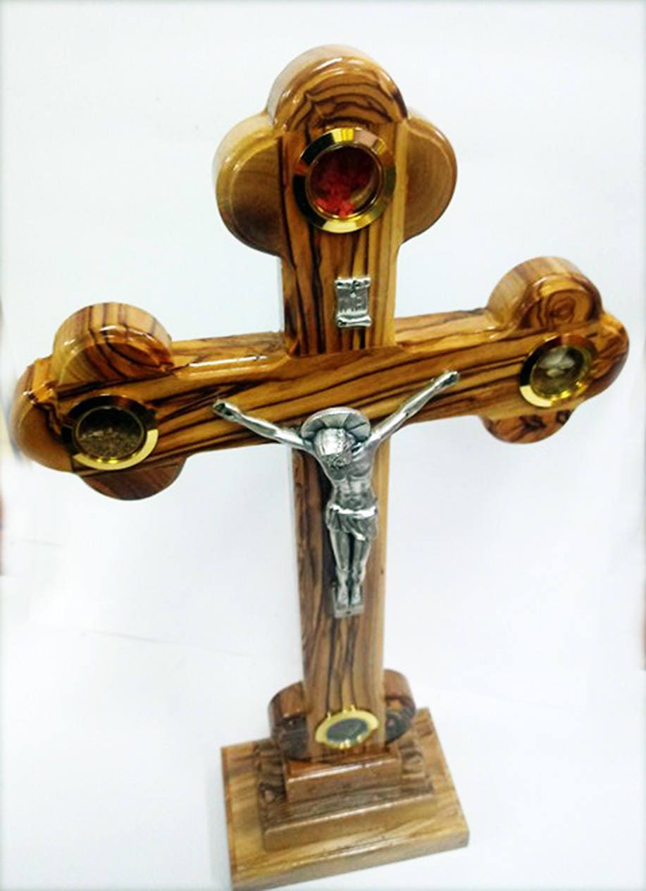 Jerusalem Crucifix Self-adhesive Base olive Wood Crucifix | Etsy