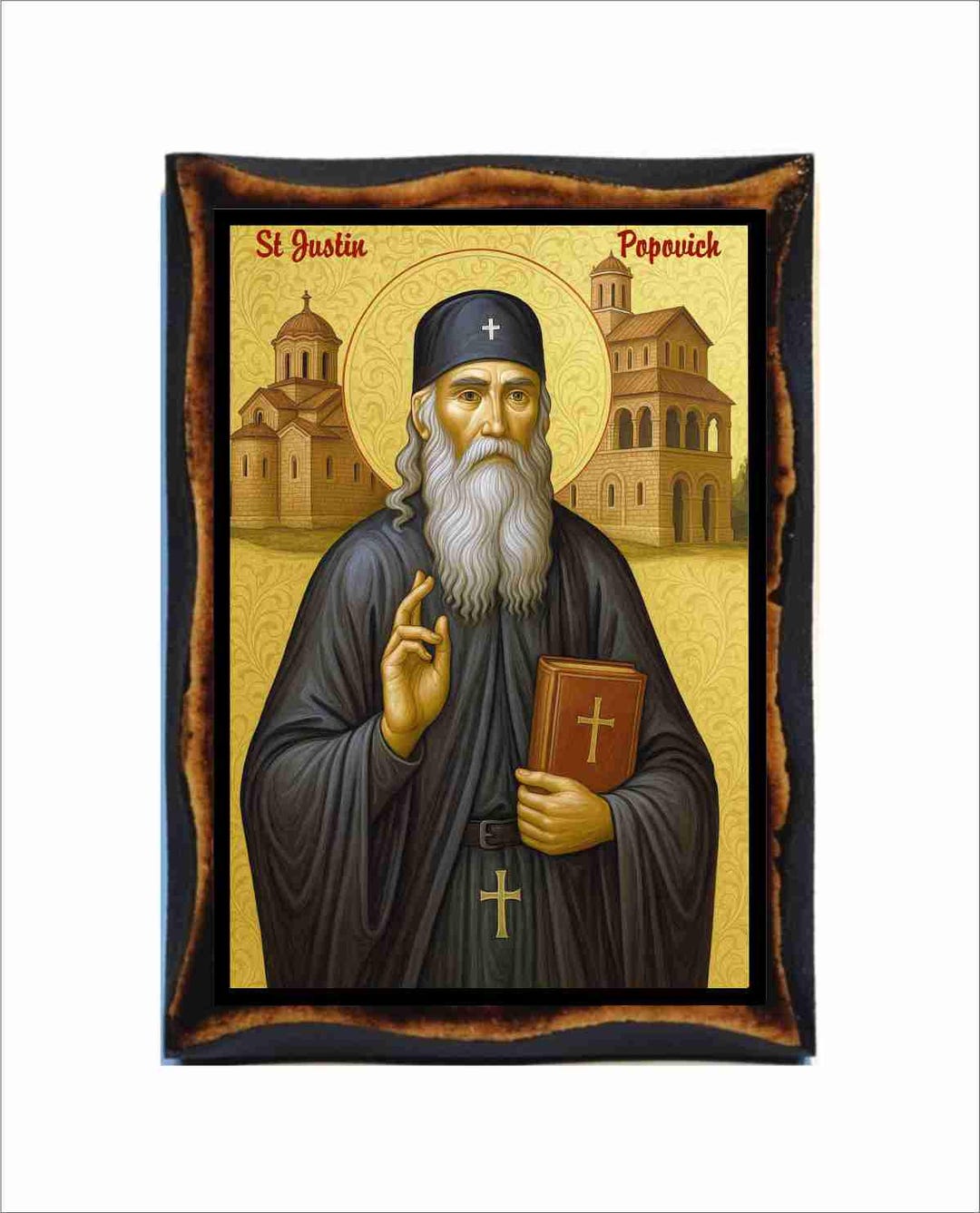 Saint Justin Popović Icon - Byzantine Art - Orthodox Holy Card on ...