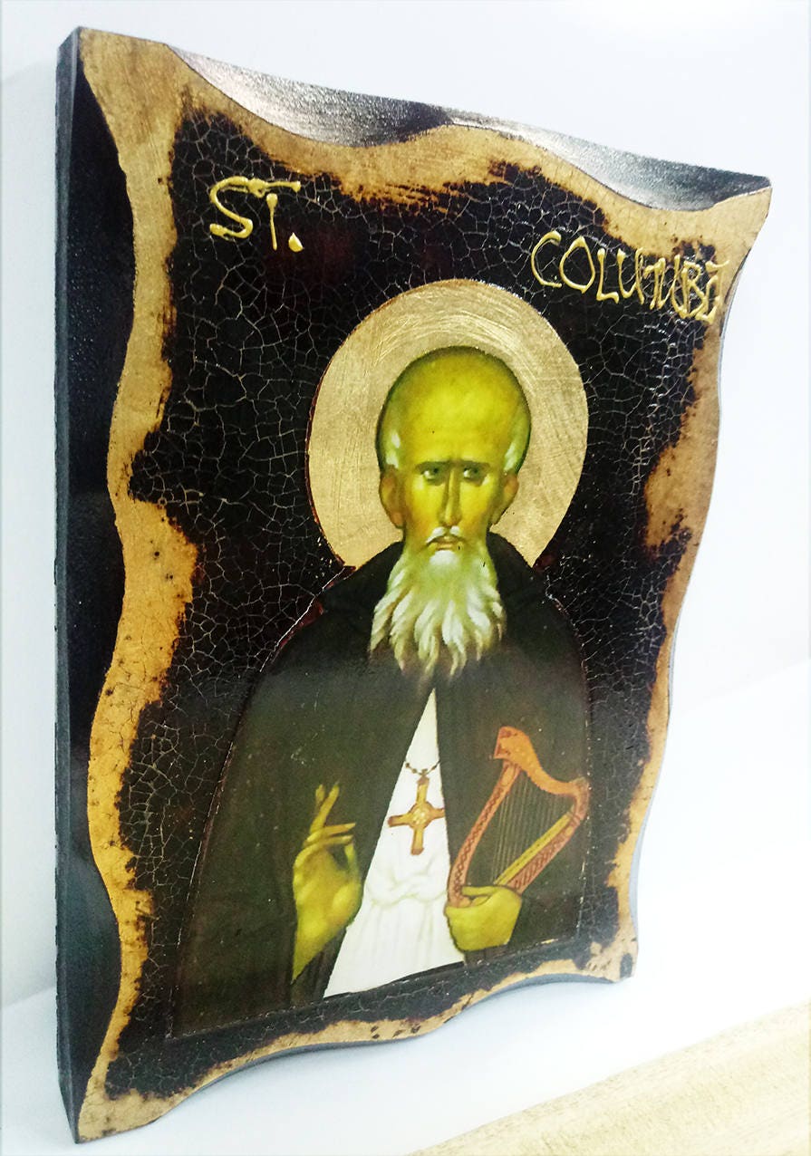 Saint Columba Apostle to the Picts Handmade Wood Icon on - Etsy