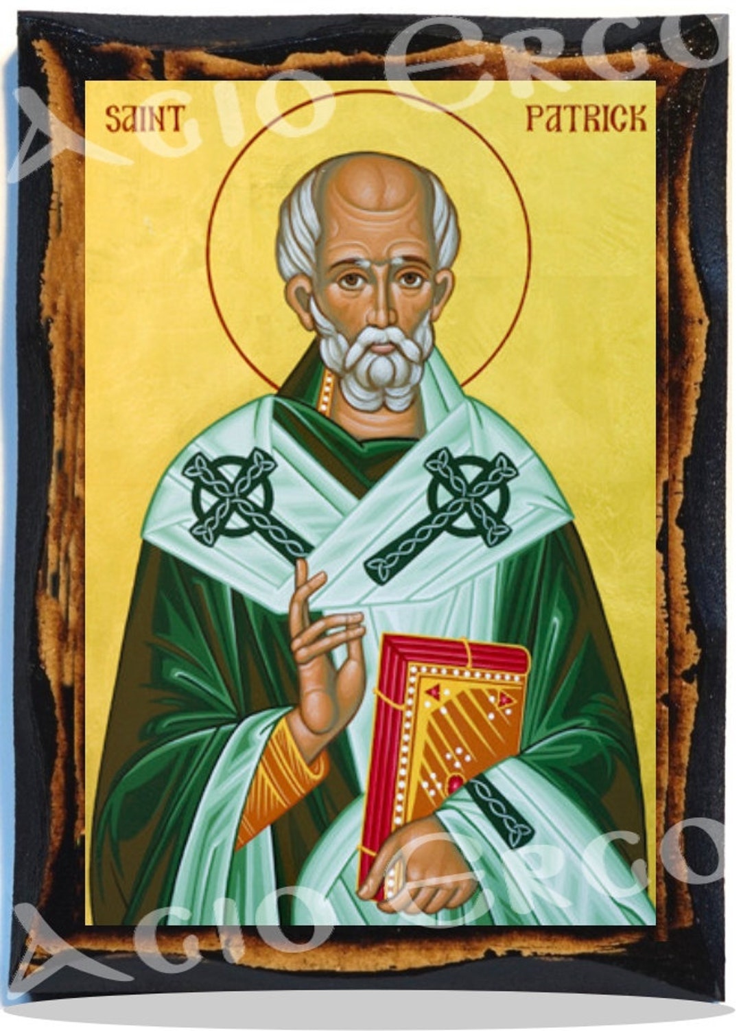 Saint Patrick of Ireland Christian Catholic Handmade Wood Icon on ...