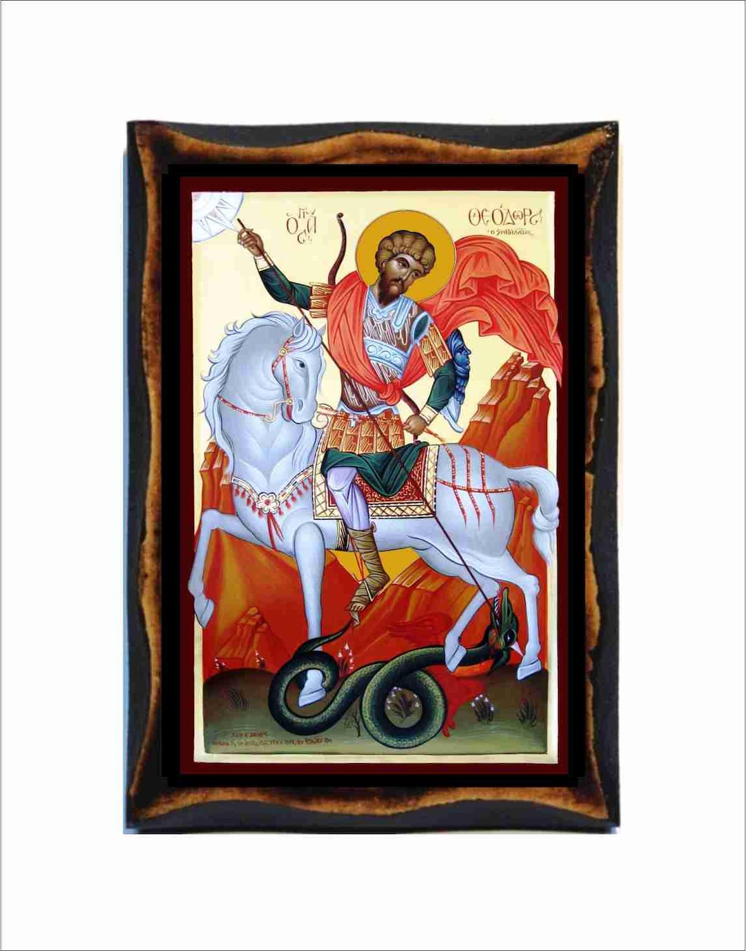 Theodore Stratelates Icon - Byzantine Art - Orthodox Catholic Holy Card ...